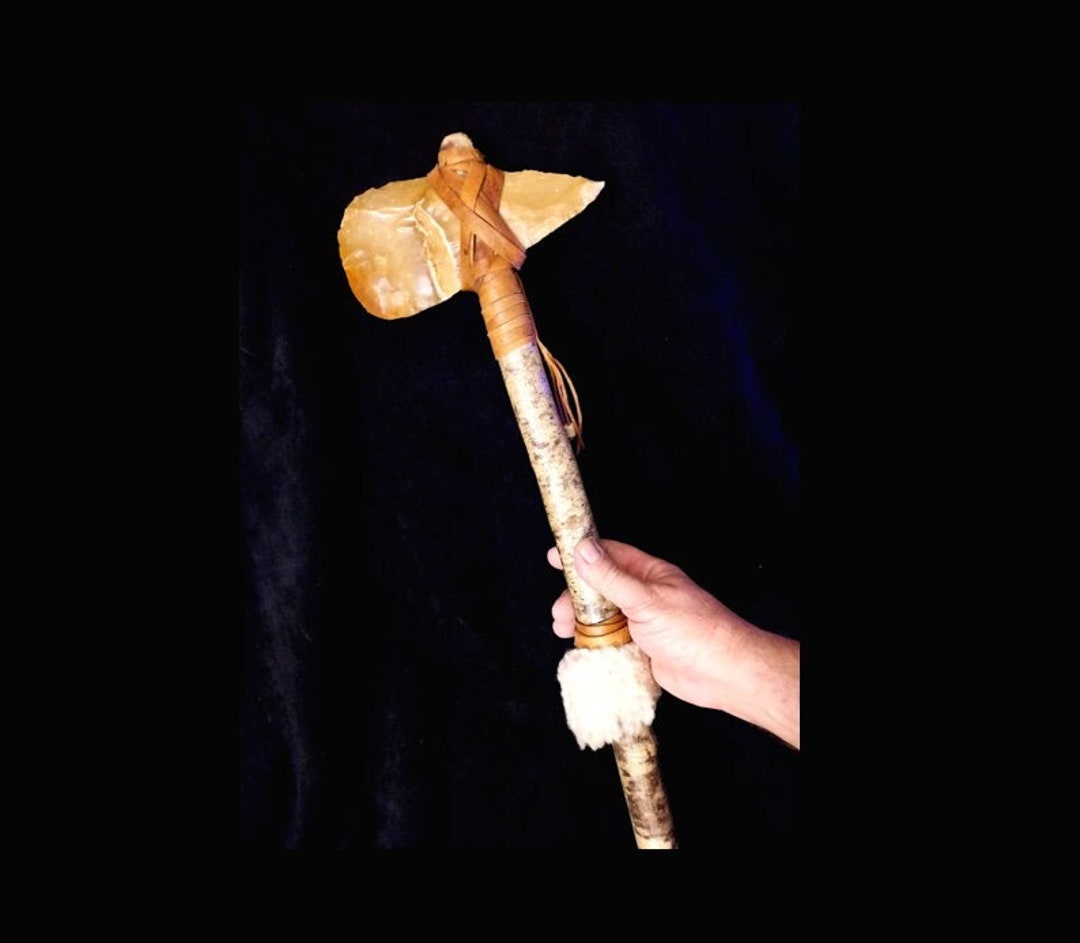 FLINT AXE Modern Design Hazel Wood Handle 60 Cm and Leather Strap ...
