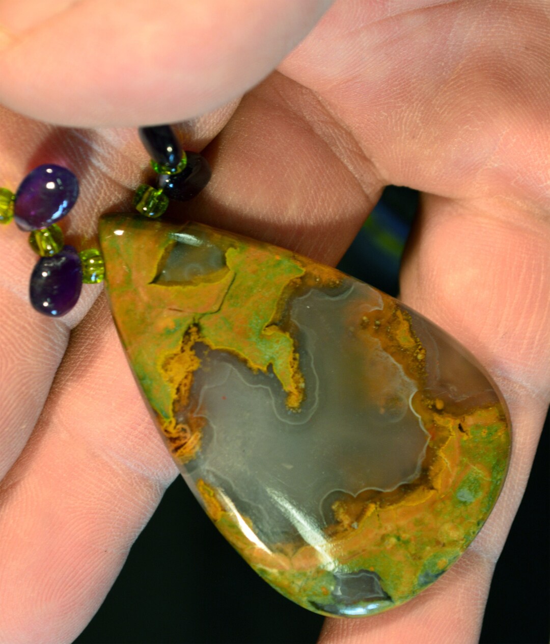 Amethyst Agate Jasper Pendant. Translucent Amethyst Quartz Center. the ...