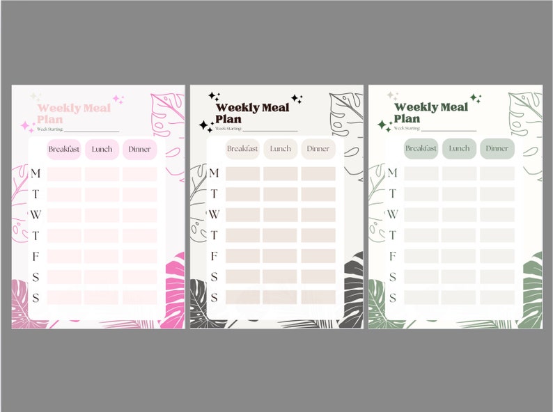 Minimalistic Weekly Meal Plan - Etsy