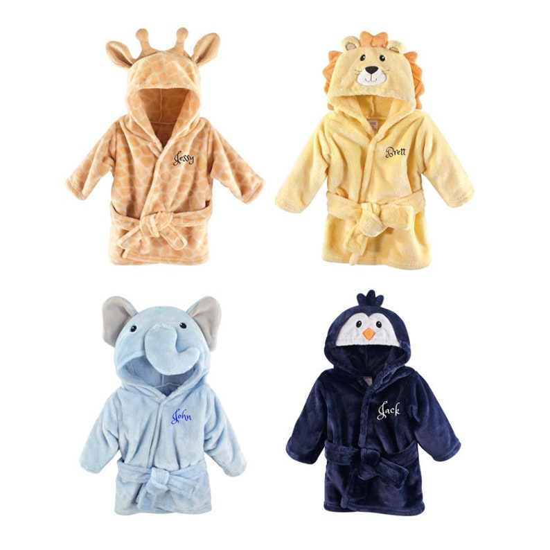 PERSONALIZED Baby Bathrobe Girl Penguin Animal -0 to 9M Bath Robe ...