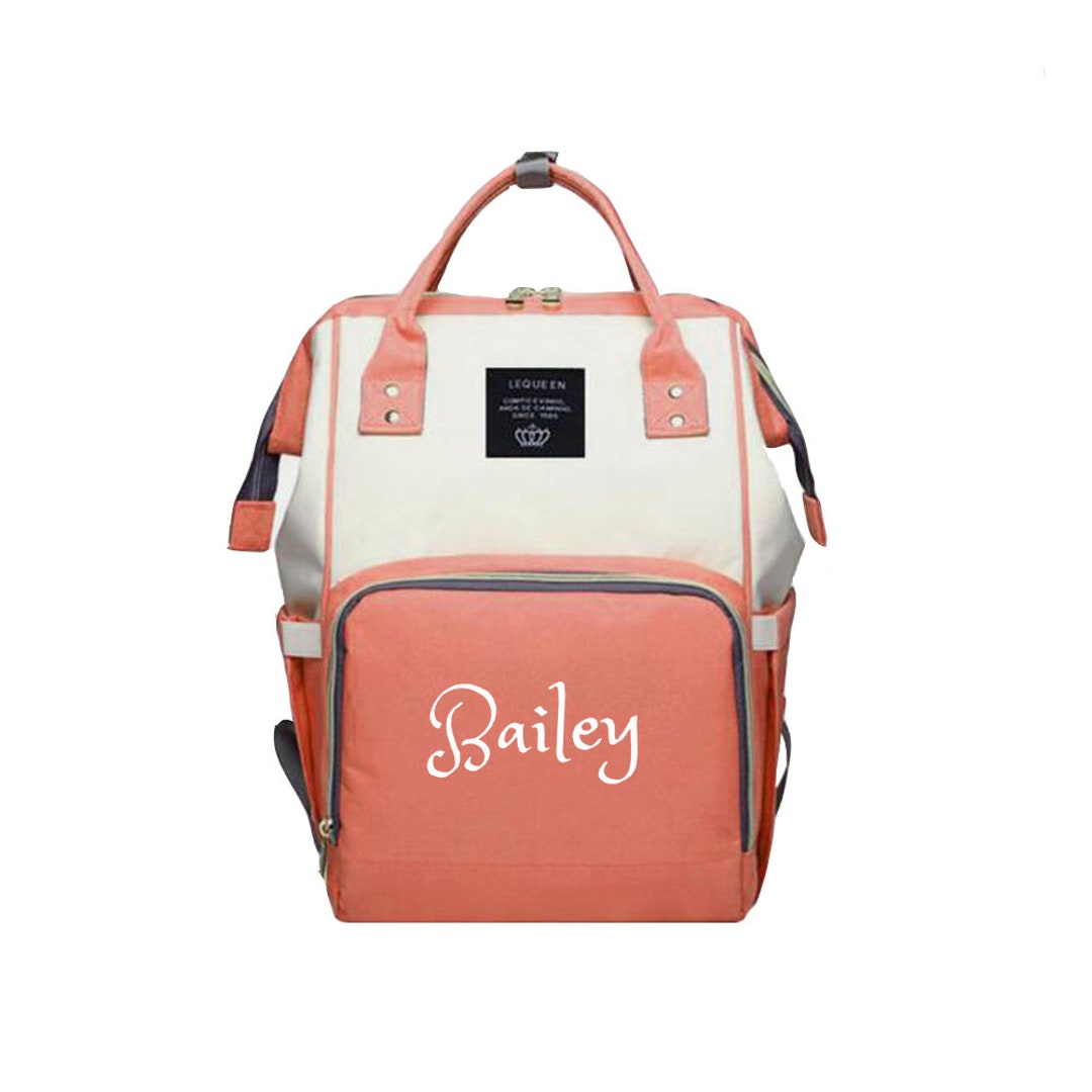 PERSONALIZED Large Diaper Bag Knapsack PINK /GREY Custom Monogram /name ...