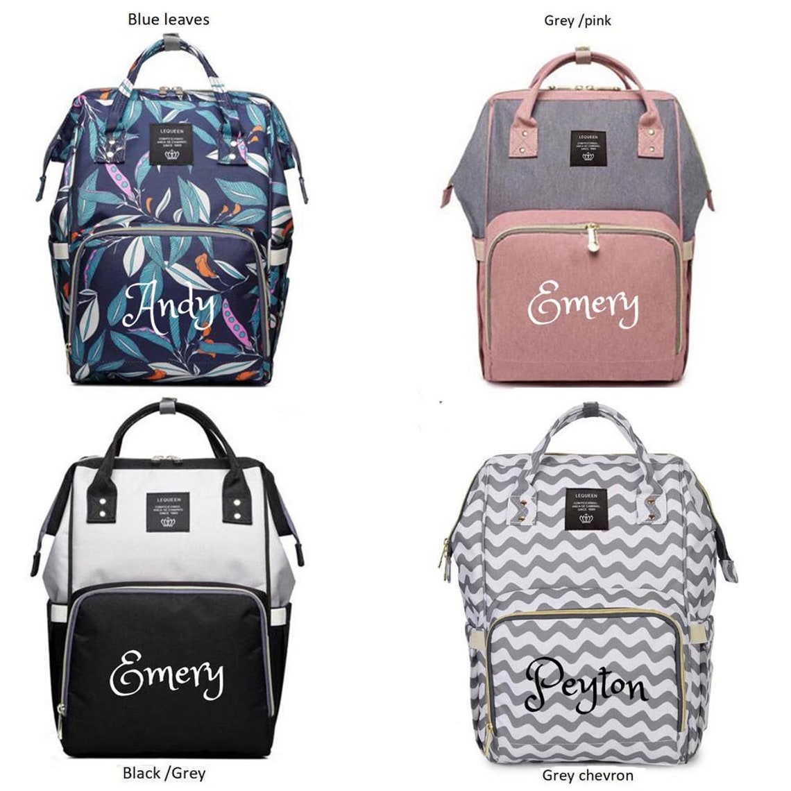 PERSONALIZED Large Diaper Bag Knapsack -FLAMINGO Custom Monogram /name ...