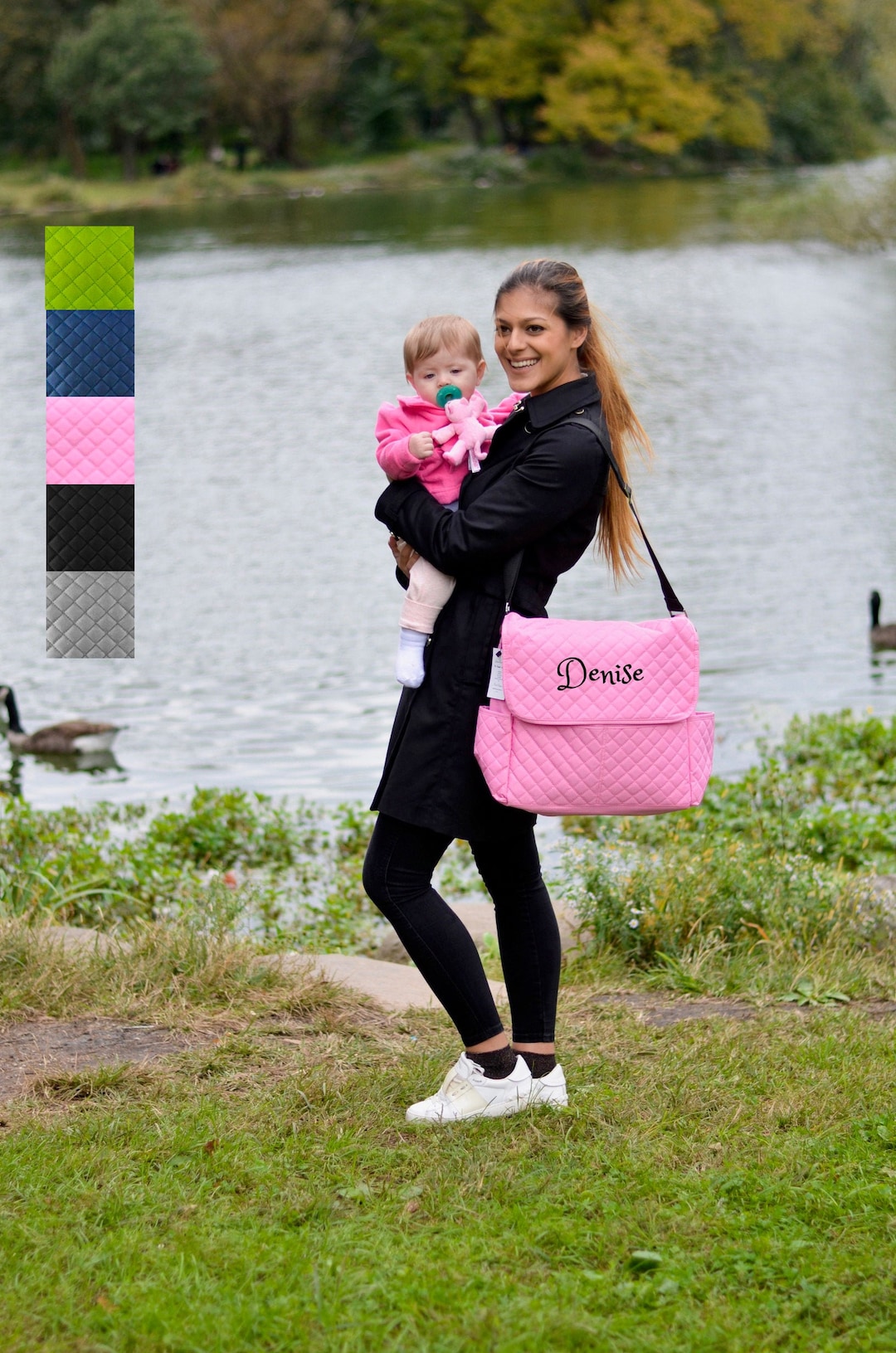 PERSONALIZED Large Messenger Diaper Bag 3 in 1 Set -pink -custom ...