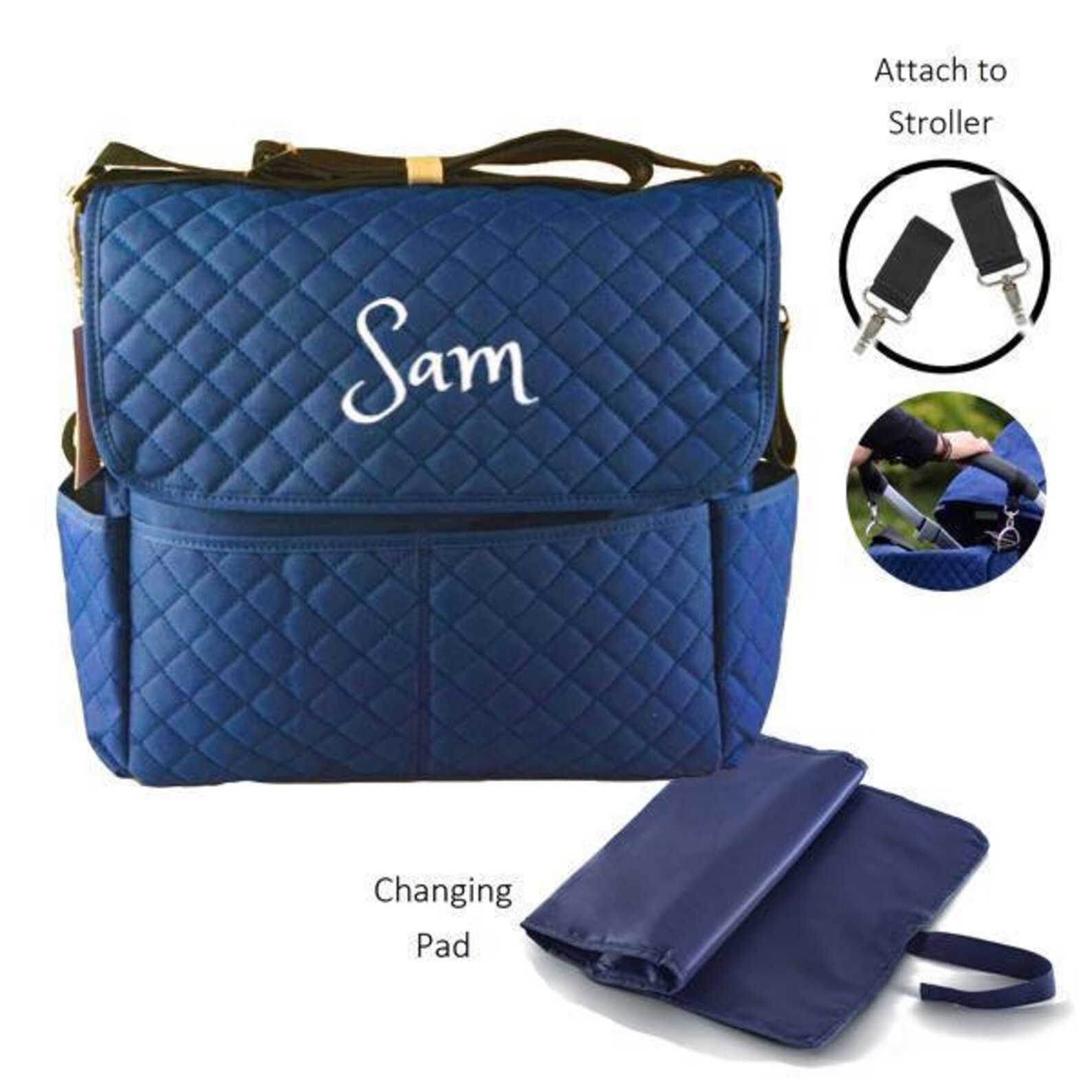 PERSONALIZED Large Messenger Diaper Bag 3 in 1 Set pink - Etsy