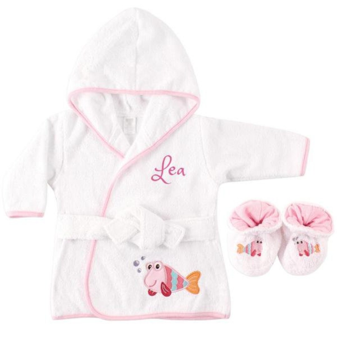 PERSONALIZED Baby Bathrobe fish Terry Infant Bath Robe custom Monogram ...