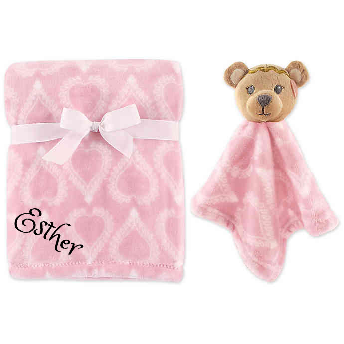 Personalized Pink BEAR Blanket & Security Blanket Set for - Etsy