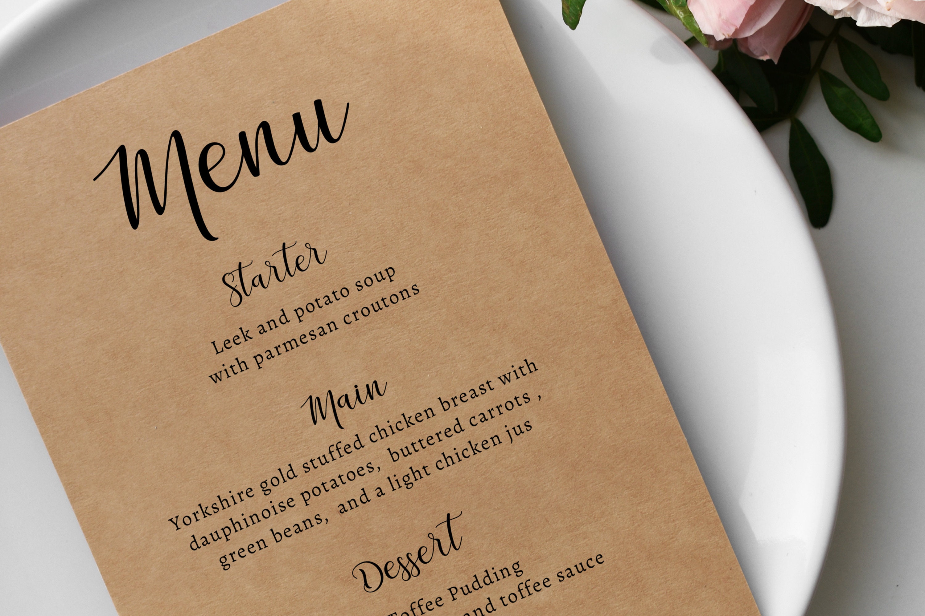 Personalised Wedding Menu Card Rustic Menu Wedding | Etsy