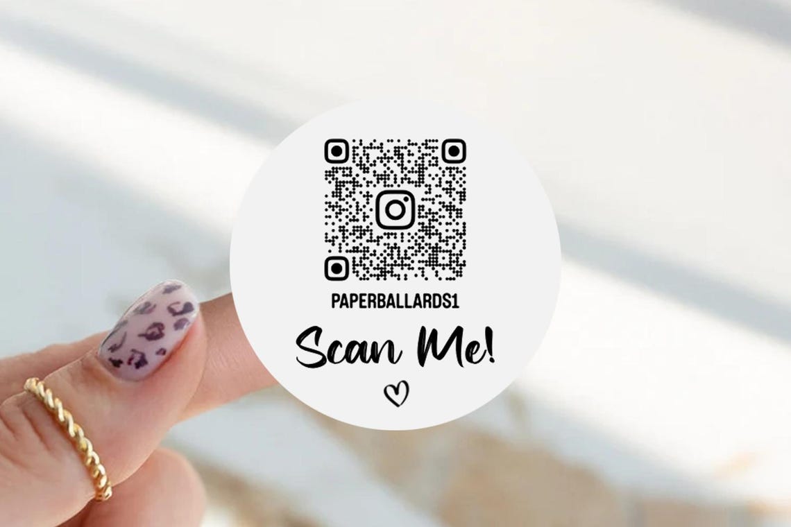 Scan Me QR Code Sticker - Small Business Social Media Stickers - 37mm ...