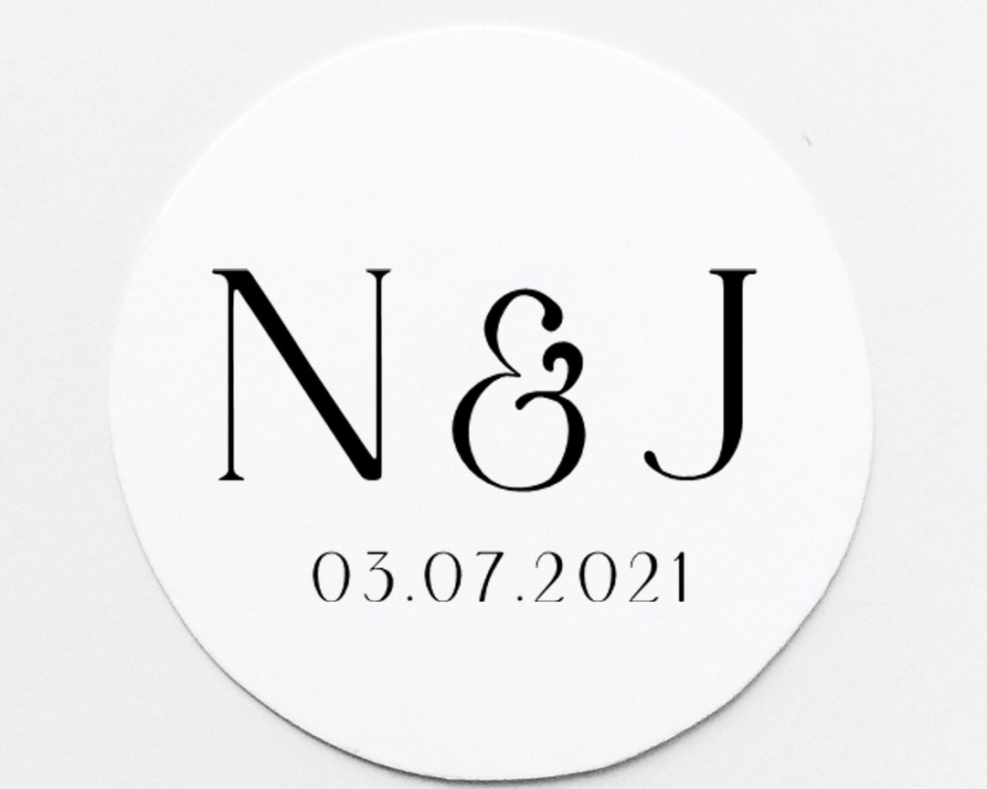 Wedding Stickers for Wedding Favours Wedding Initials Stickers ...
