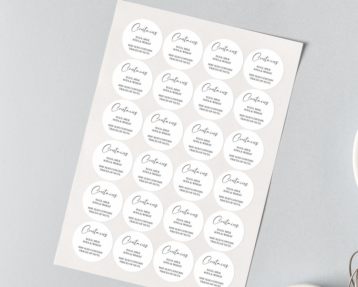 Personalised Contains Allergen Stickers - Custom Printed Allergy Labels ...