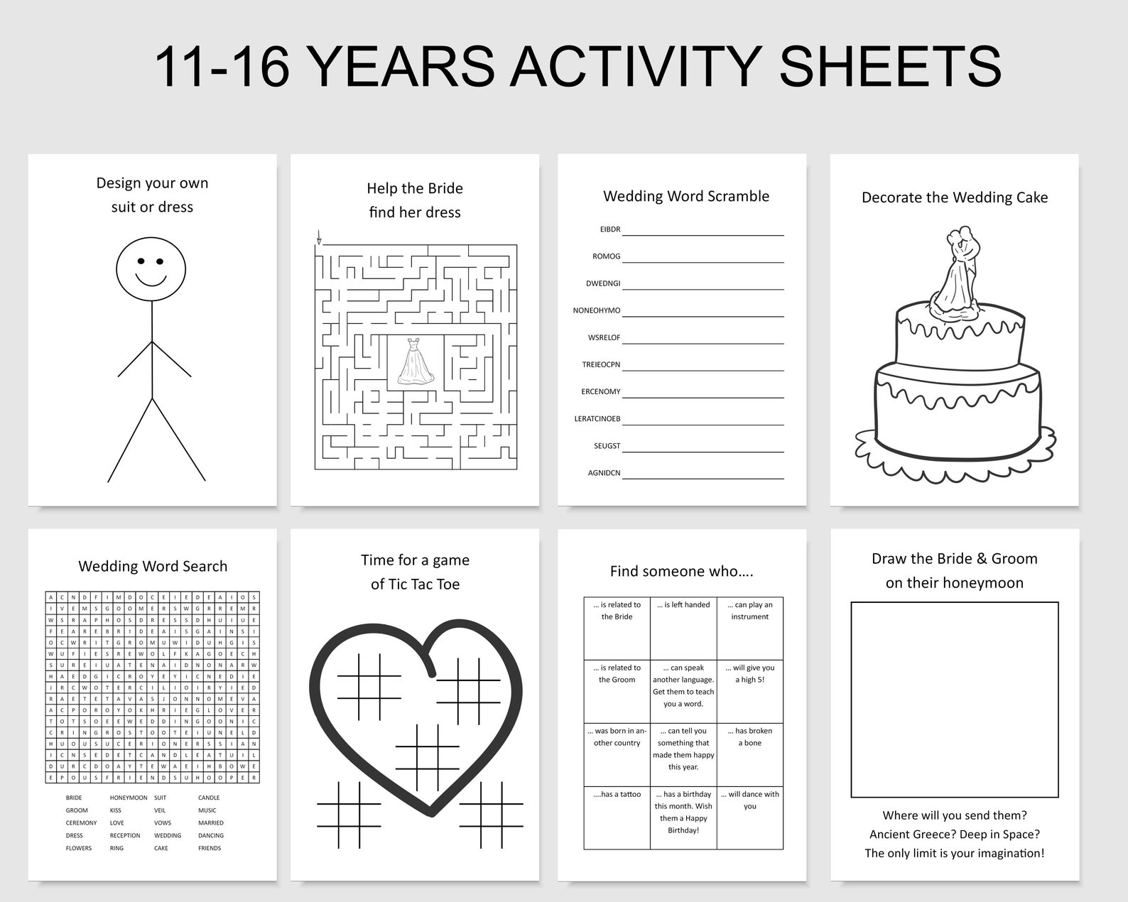 Digital Download Wedding Activity Pages Loose Activity - Etsy