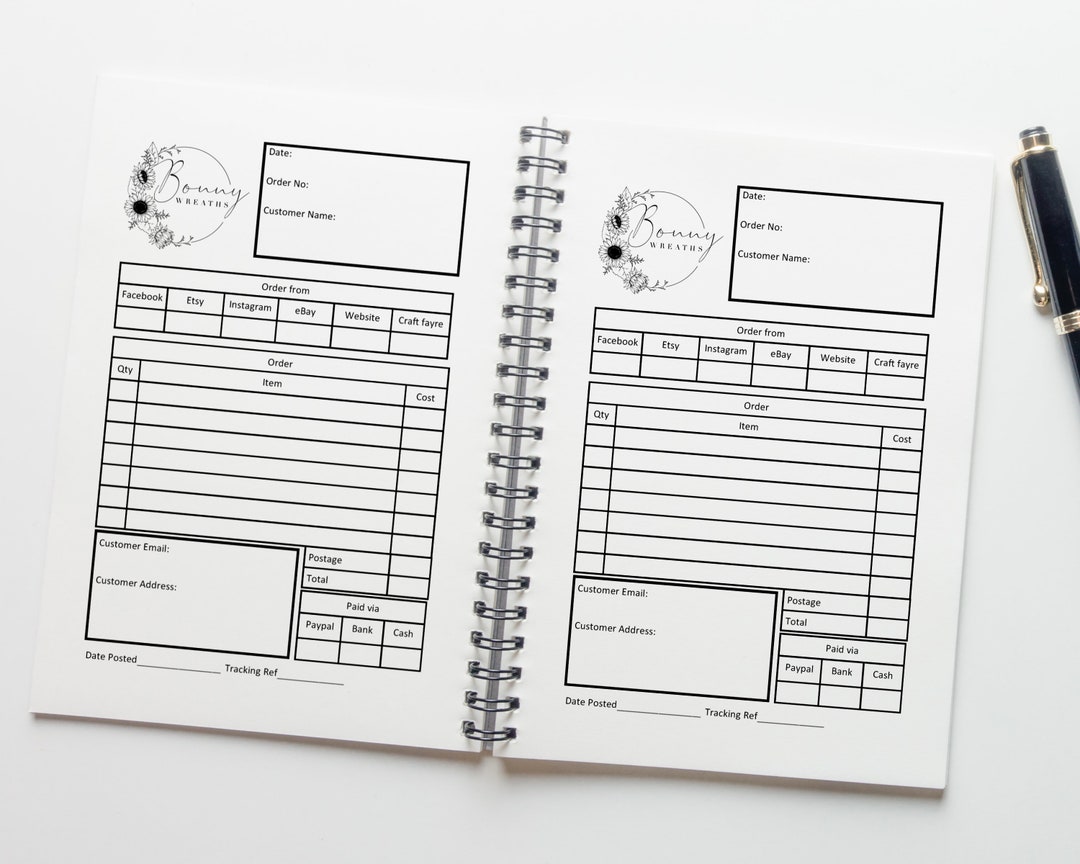Logo Order Book - Small Business Order Tracking Note Book - Order ...