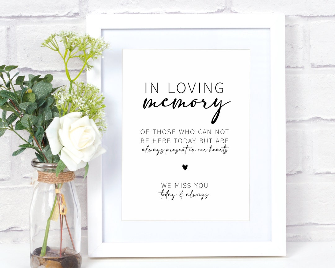 In Loving Memory Wedding Sign. Printed Memorial Wedding Print. Size A3 ...