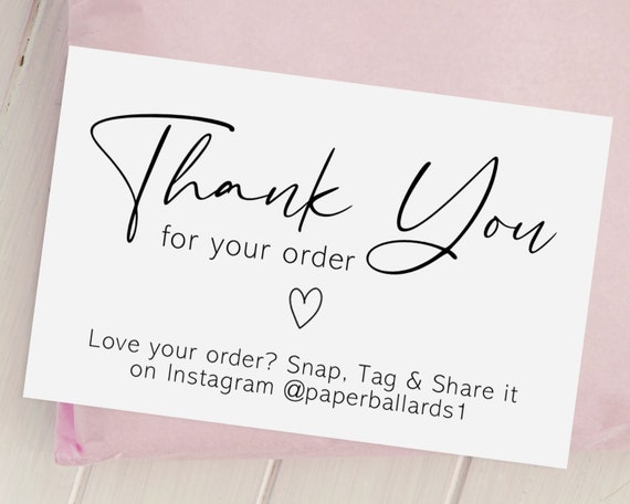 Custom Thank You for Your Order Snap Tag Share Card | Etsy