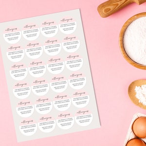 Personalised Allergens Stickers - Custom Printed Allergy Labels - May ...