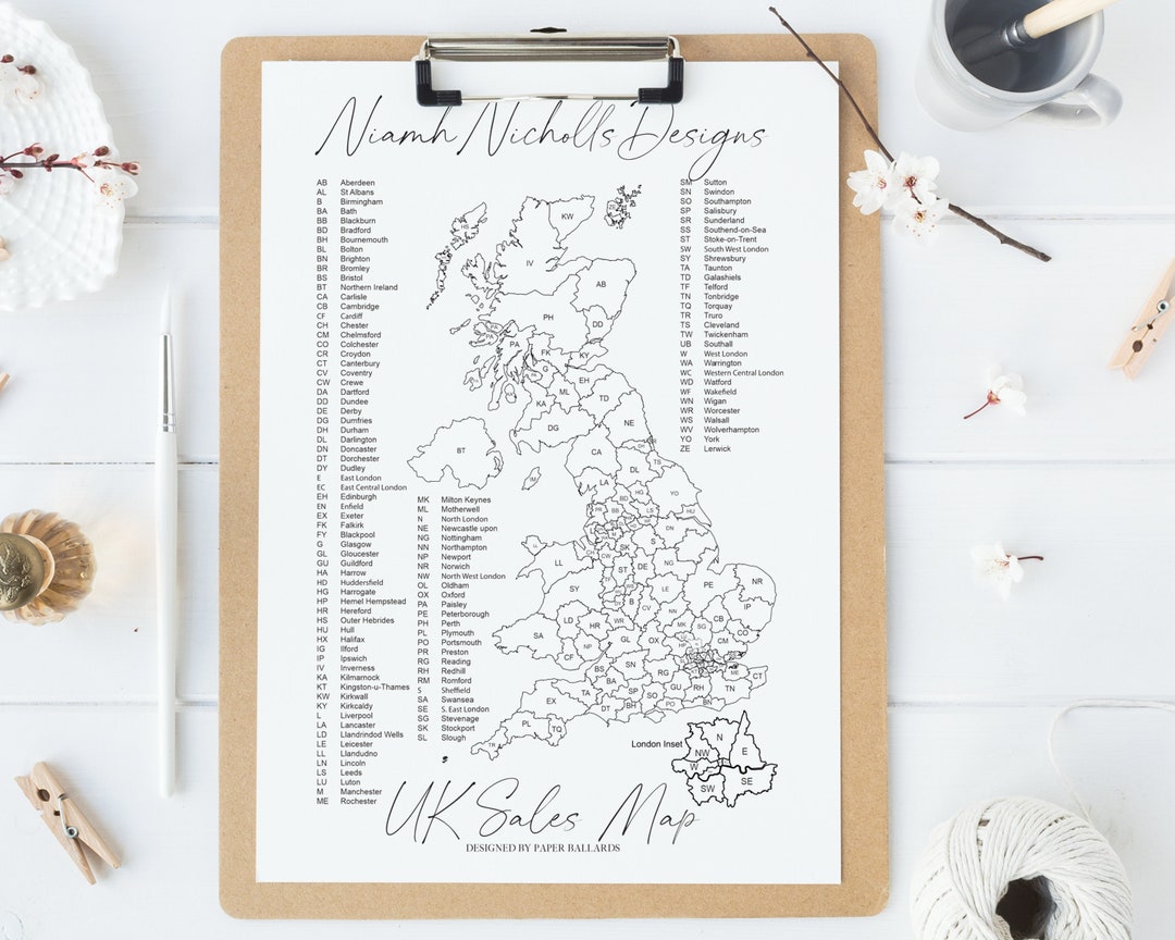 Printed Postcode Map UK Sales Tracker Personalised - Etsy