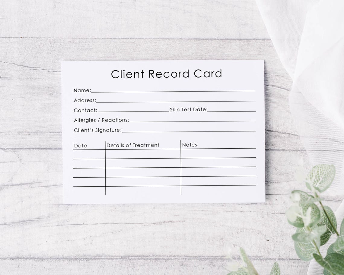 A6 Client Record Cards: Salon, Nail, Lash, Spa (printed) - Etsy UK