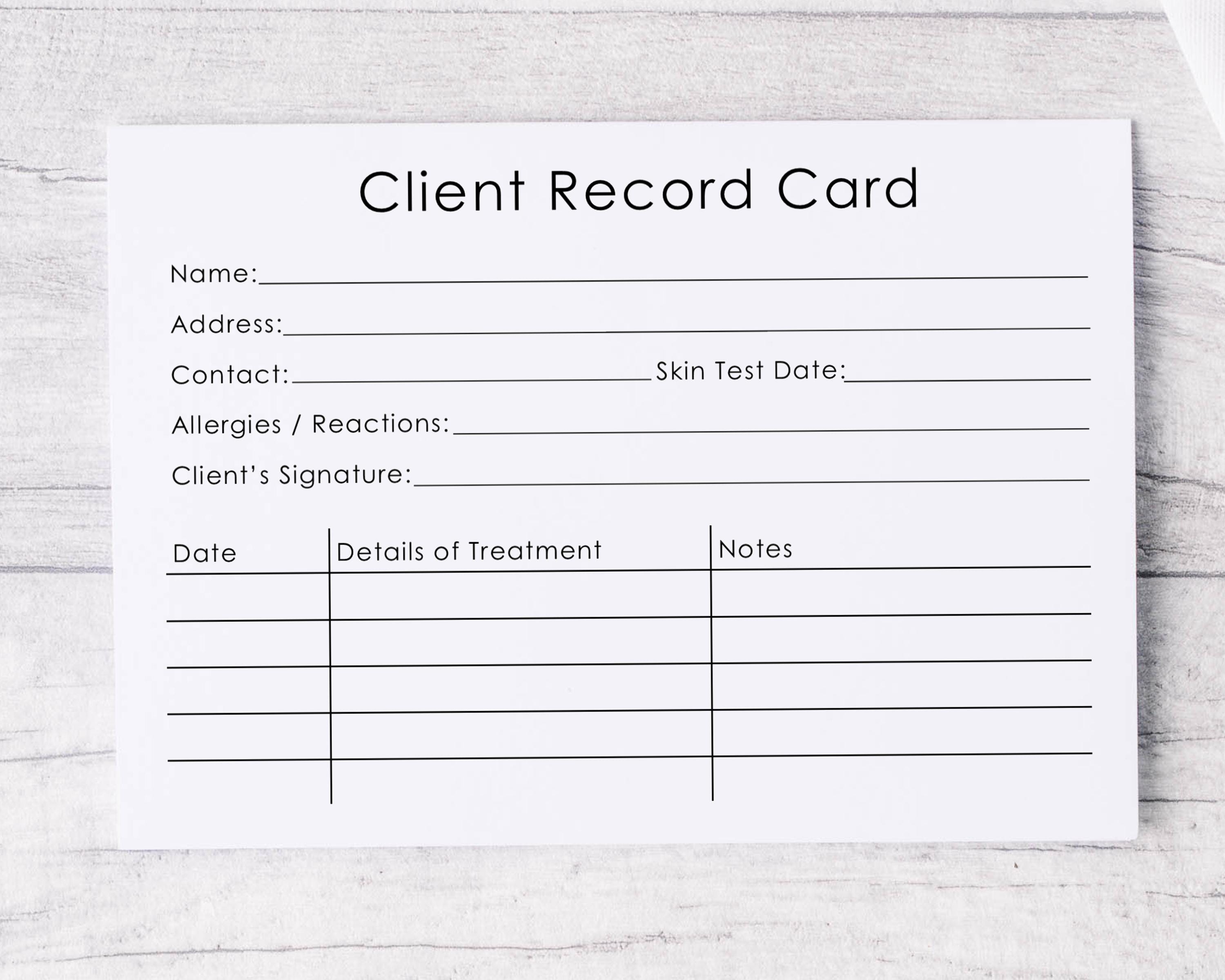 A6 Client Record Cards: Salon, Nail, Lash, Spa (printed) - Etsy UK