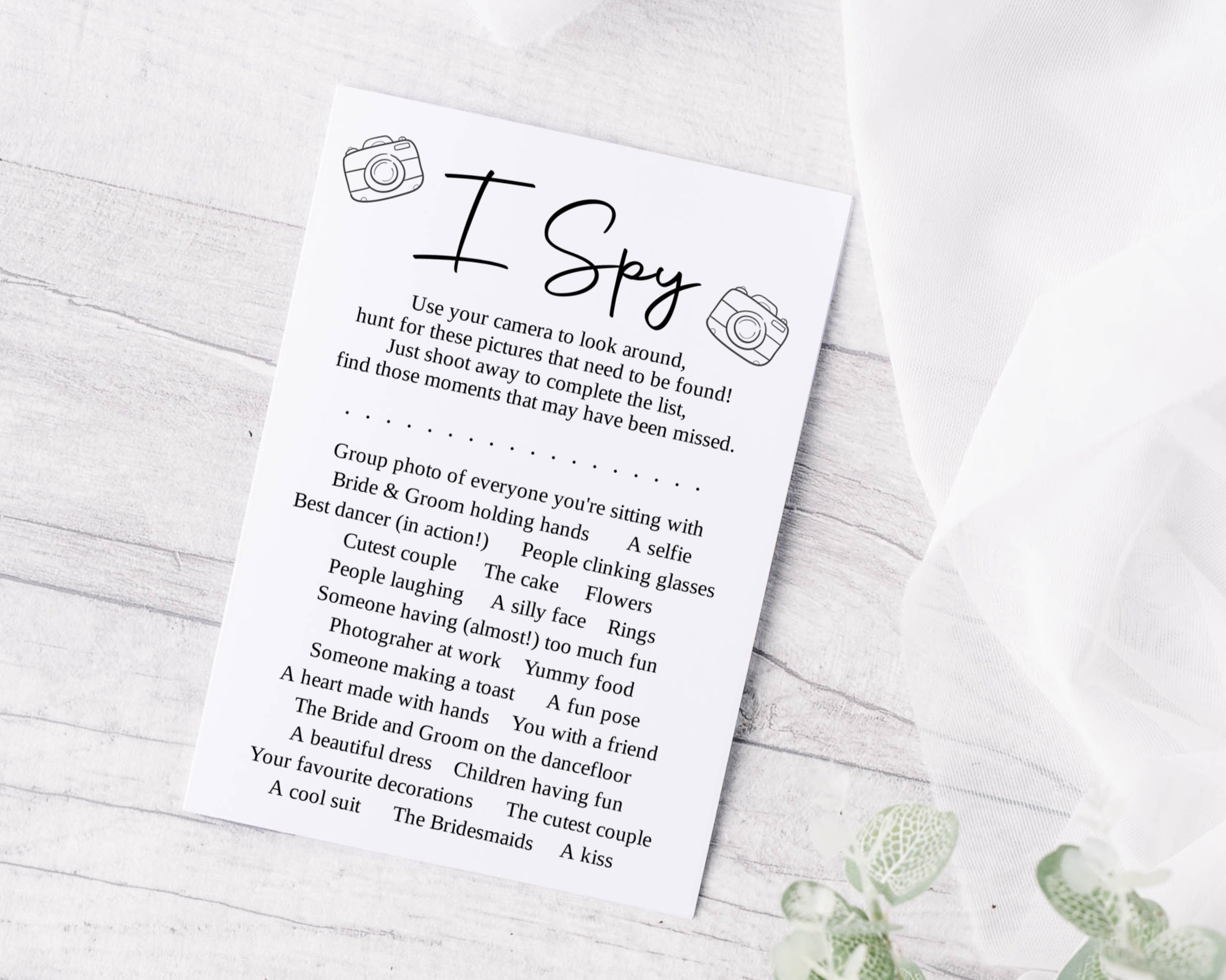 I Spy Game for Weddings Eye Spy Disposable Camera Game - Etsy