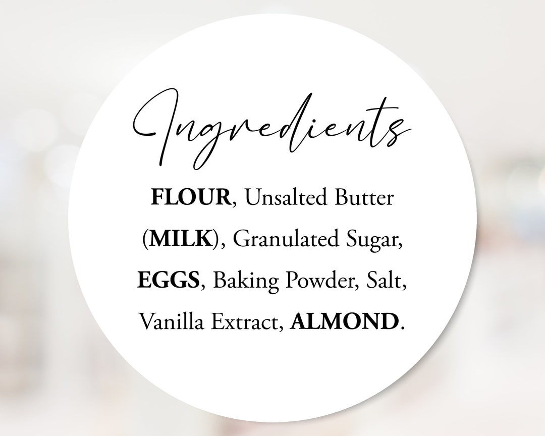 Personalised Ingredient Stickers - Custom Printed Ingredients List ...