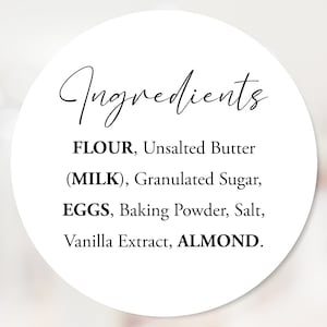 Personalised Ingredient Stickers Custom Printed Ingredients List Custom ...