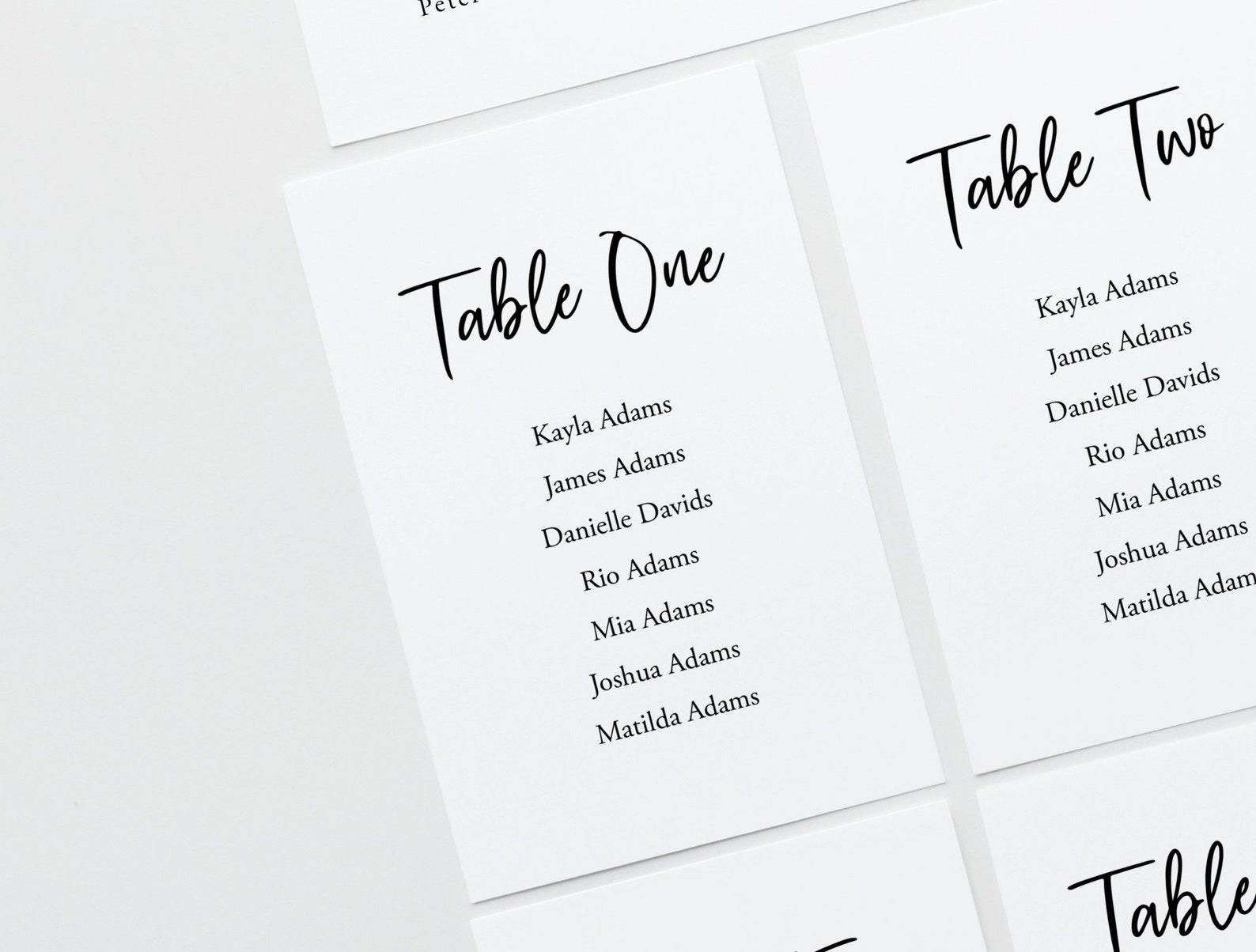 Minimalist Wedding Table Plan Cards Black and White Table - Etsy UK