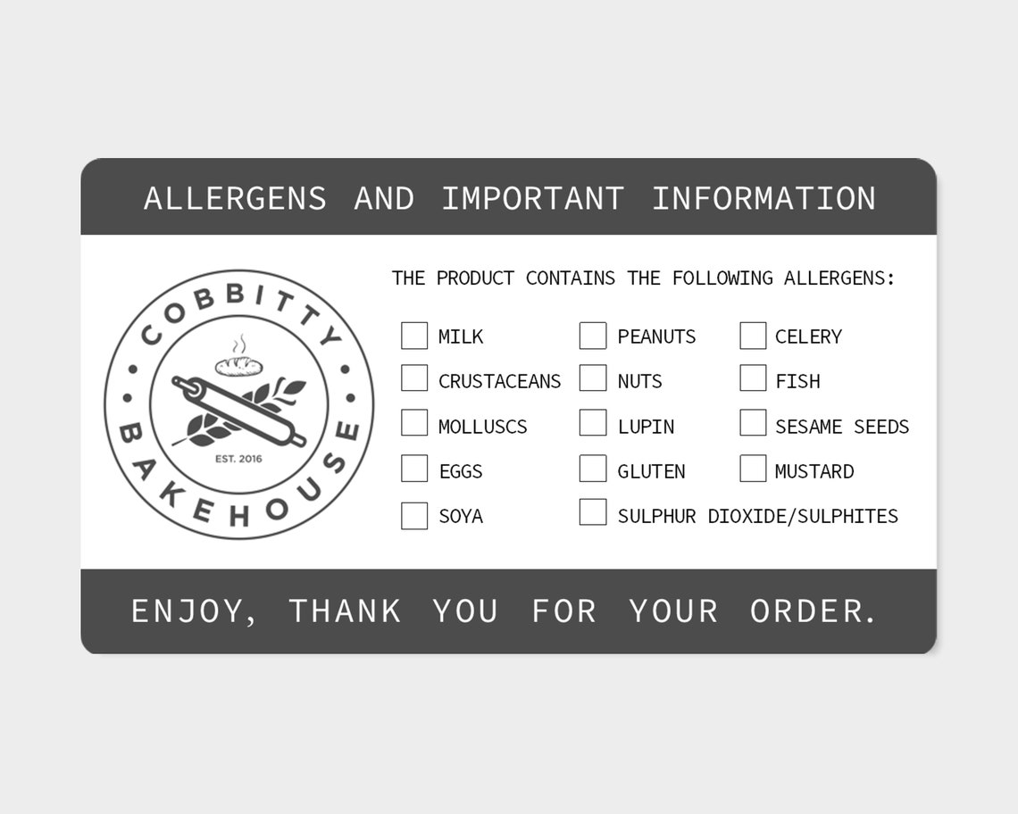 Personalised Allergen Stickers for Cakes Large Allergy - Etsy UK