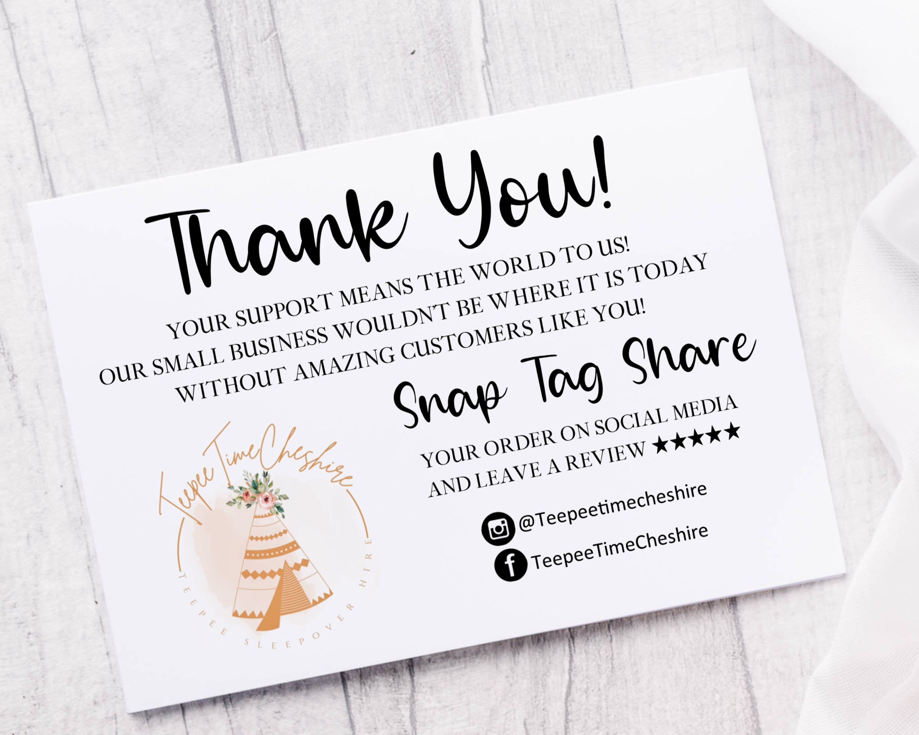 Snap Tag Share Card Small Business Thank You Cards Packaging Slips ...