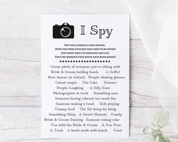 Wedding I Spy Card Game Eye Spy Disposable Camera Game | Etsy