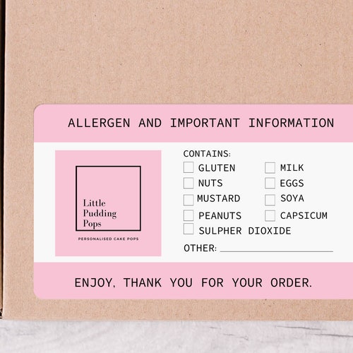 Personaised Allergen Stickers for Cakes Allergy Information - Etsy UK