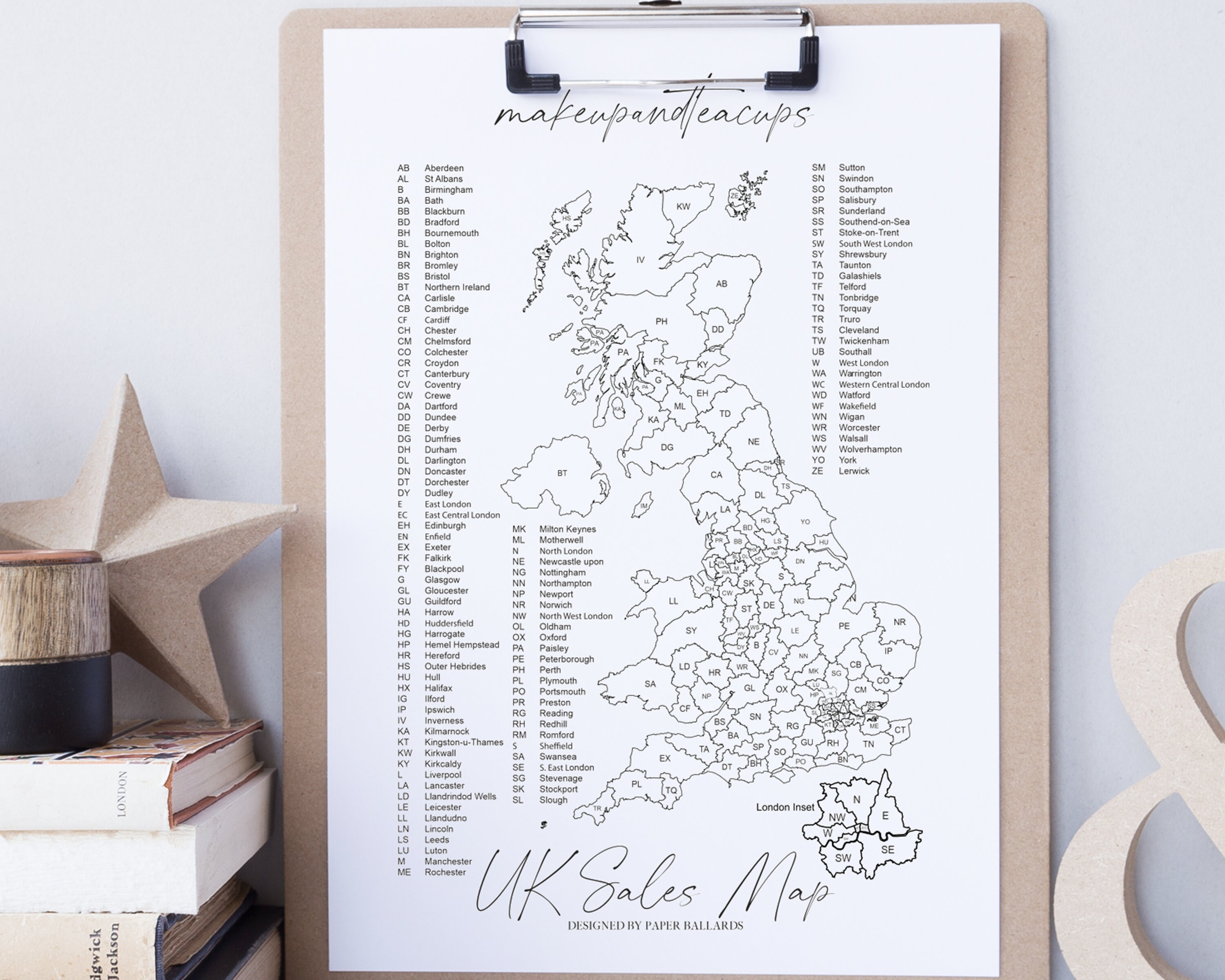Printed Postcode Map UK Sales Tracker Personalised - Etsy