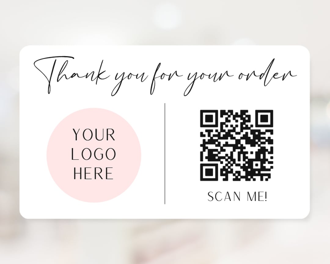 Logo Stickers and QR Code Stickers - Rectangle Logo Stickers With a QR Code - Thank You for Your ...