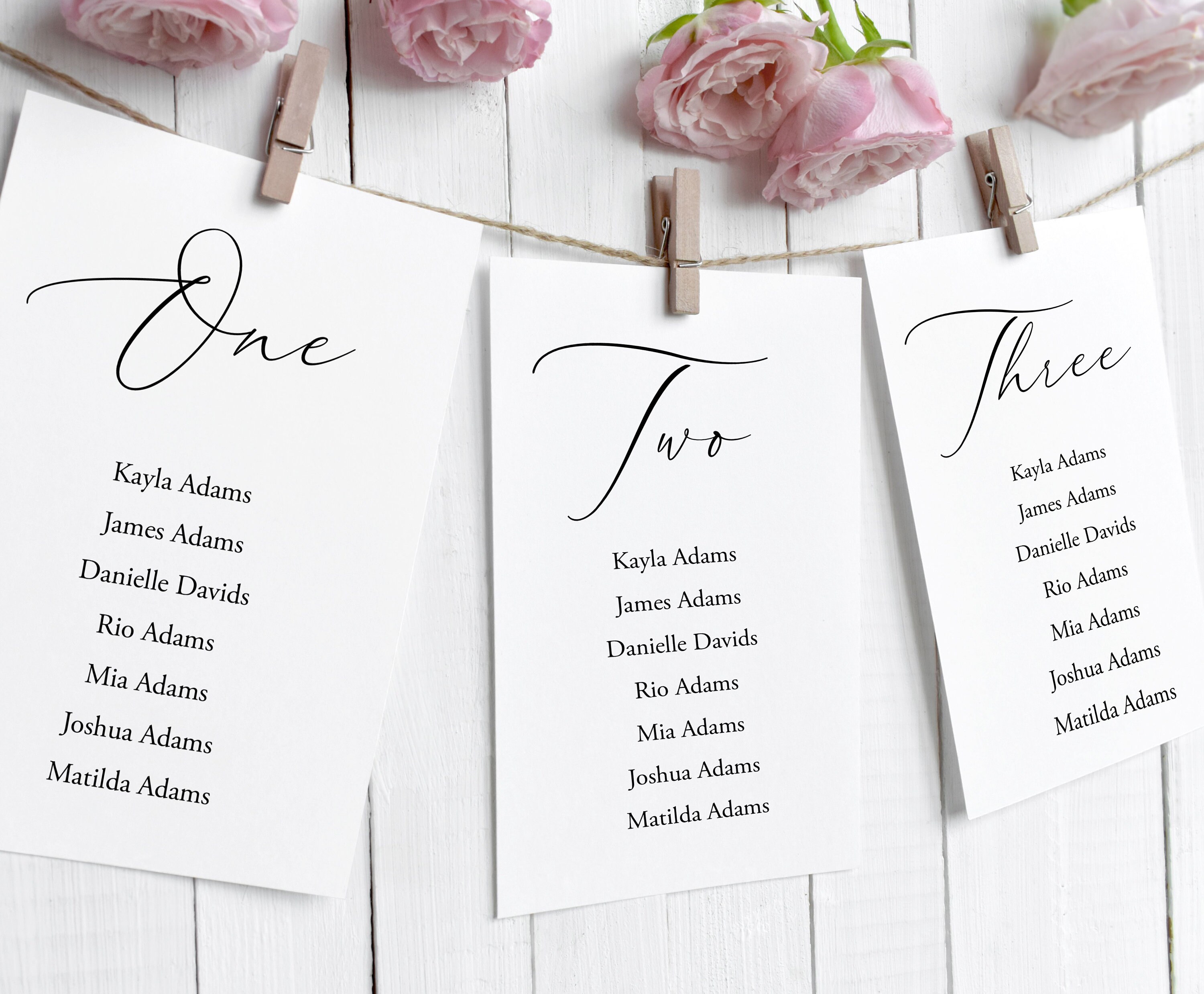 Modern Minimalist Wedding Table Plan Cards Black and White - Etsy