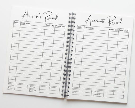 Business Logo Accounts Book Accounts Tracking Book - Etsy