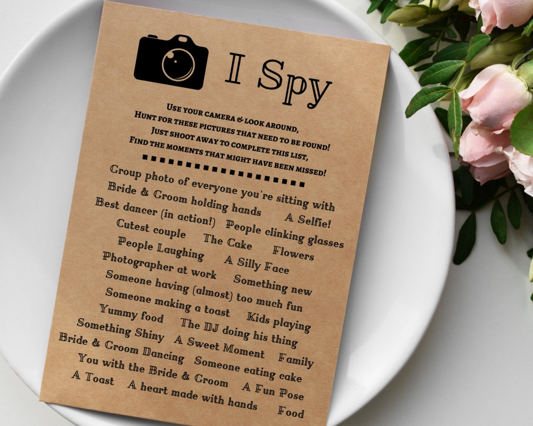 Kraft Wedding I Spy Card Game Eye Spy Disposable Camera - Etsy UK