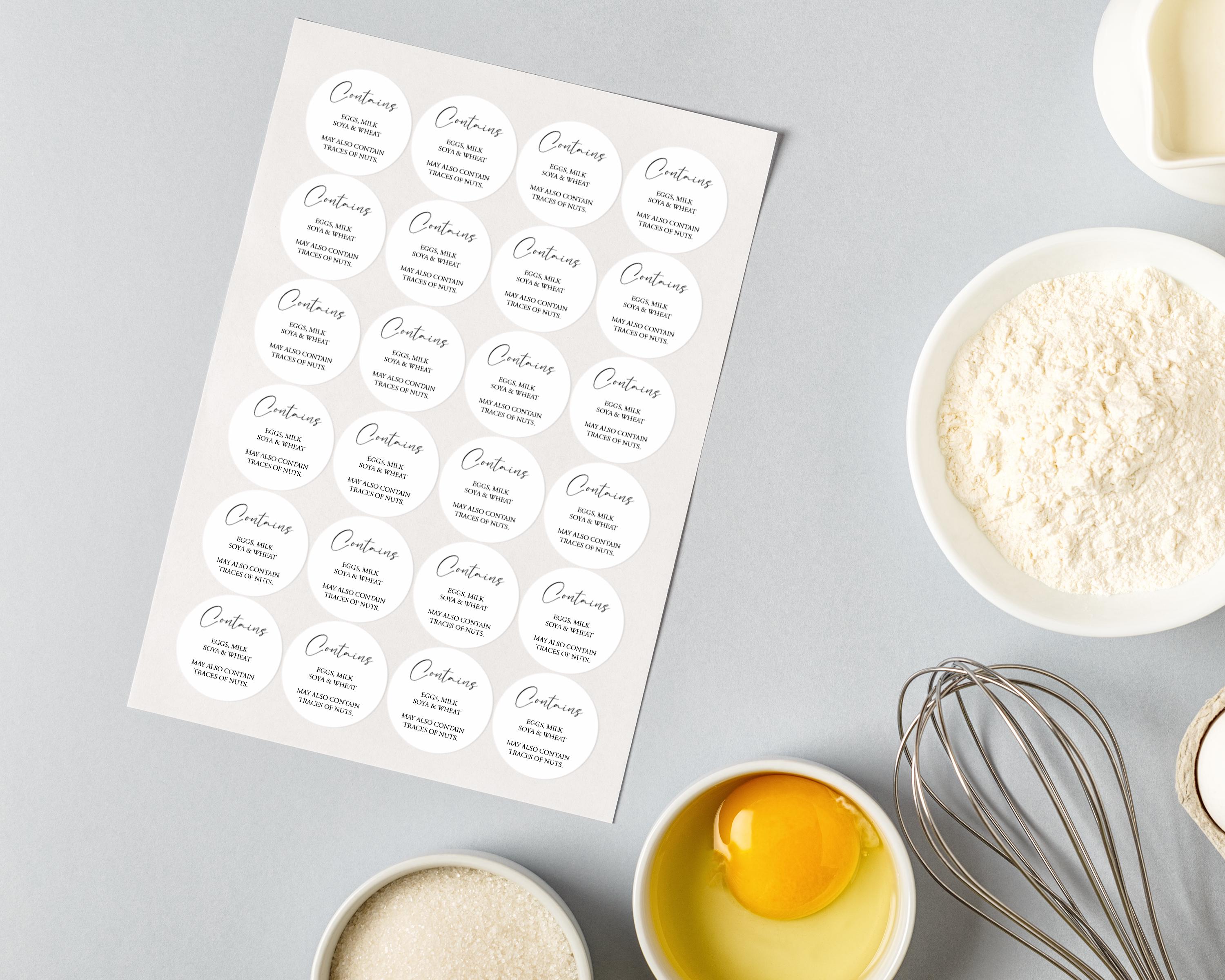 Personalised Contains Allergen Stickers - Custom Printed Allergy Labels ...