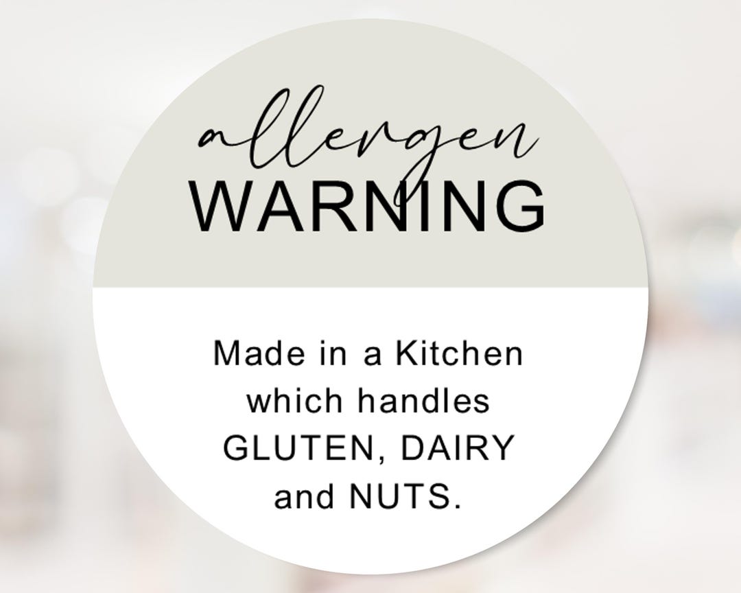 Personalised Allergen Warning Stickers: Bakery Labels (45mm) - Etsy