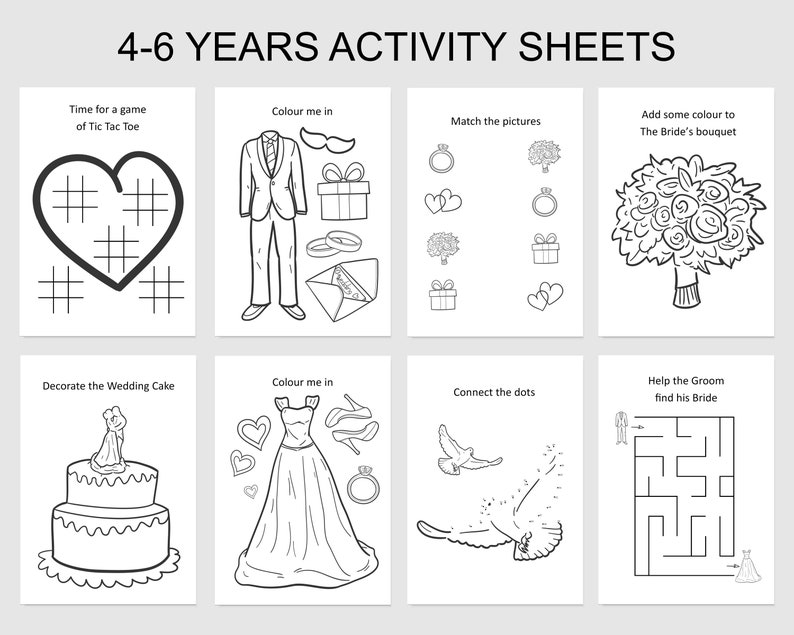 Digital Download Wedding Activity Pages Loose Activity - Etsy UK