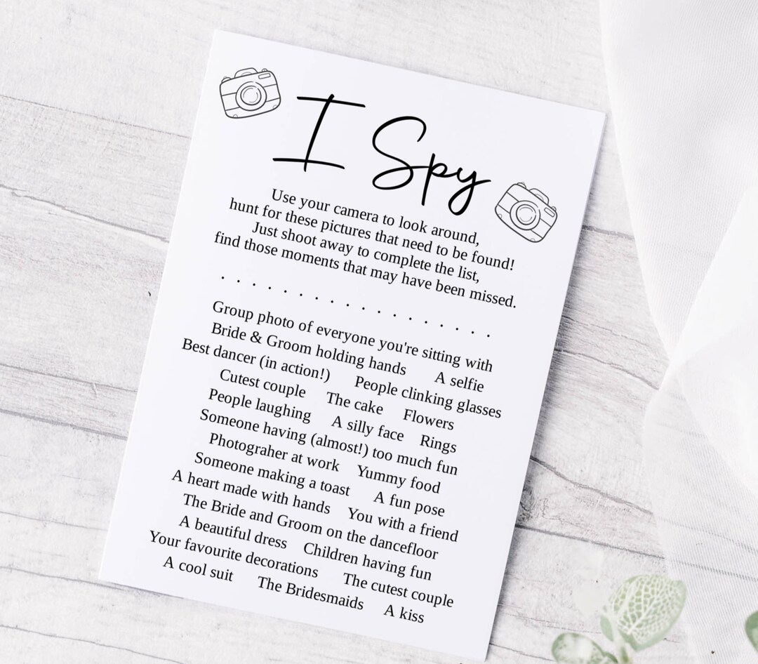I Spy Game for Weddings- Eye Spy Disposable Camera Game - Wedding Games ...