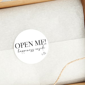 Open Me, Happiness Inside Stickers- Parcel Packaging Stickers - Small ...