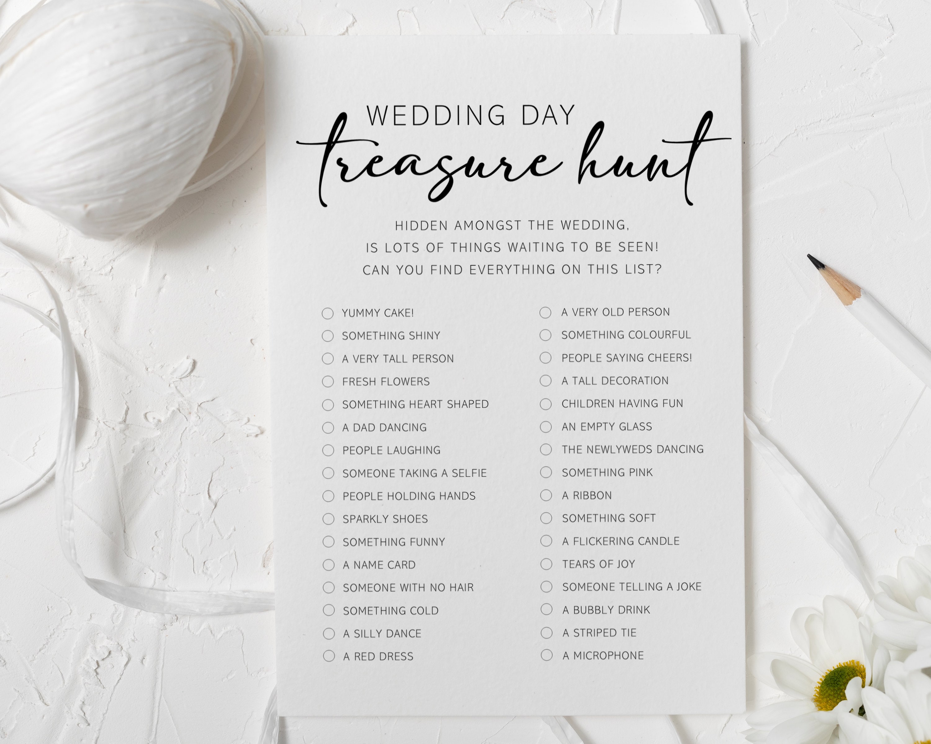 Printed Treasure Hunt Cards Wedding Scavenger Hunt Game - Etsy UK