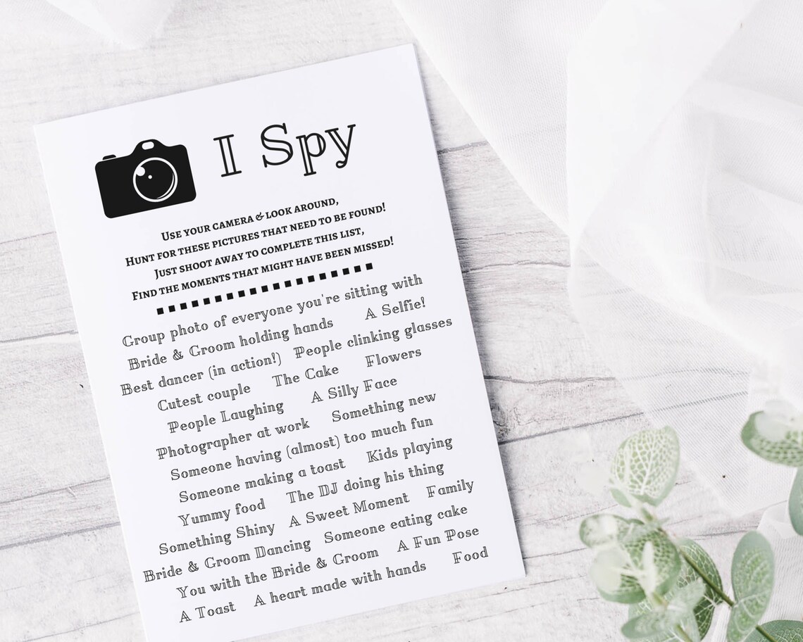 Wedding I Spy Card Game Eye Spy Disposable Camera Game - Etsy