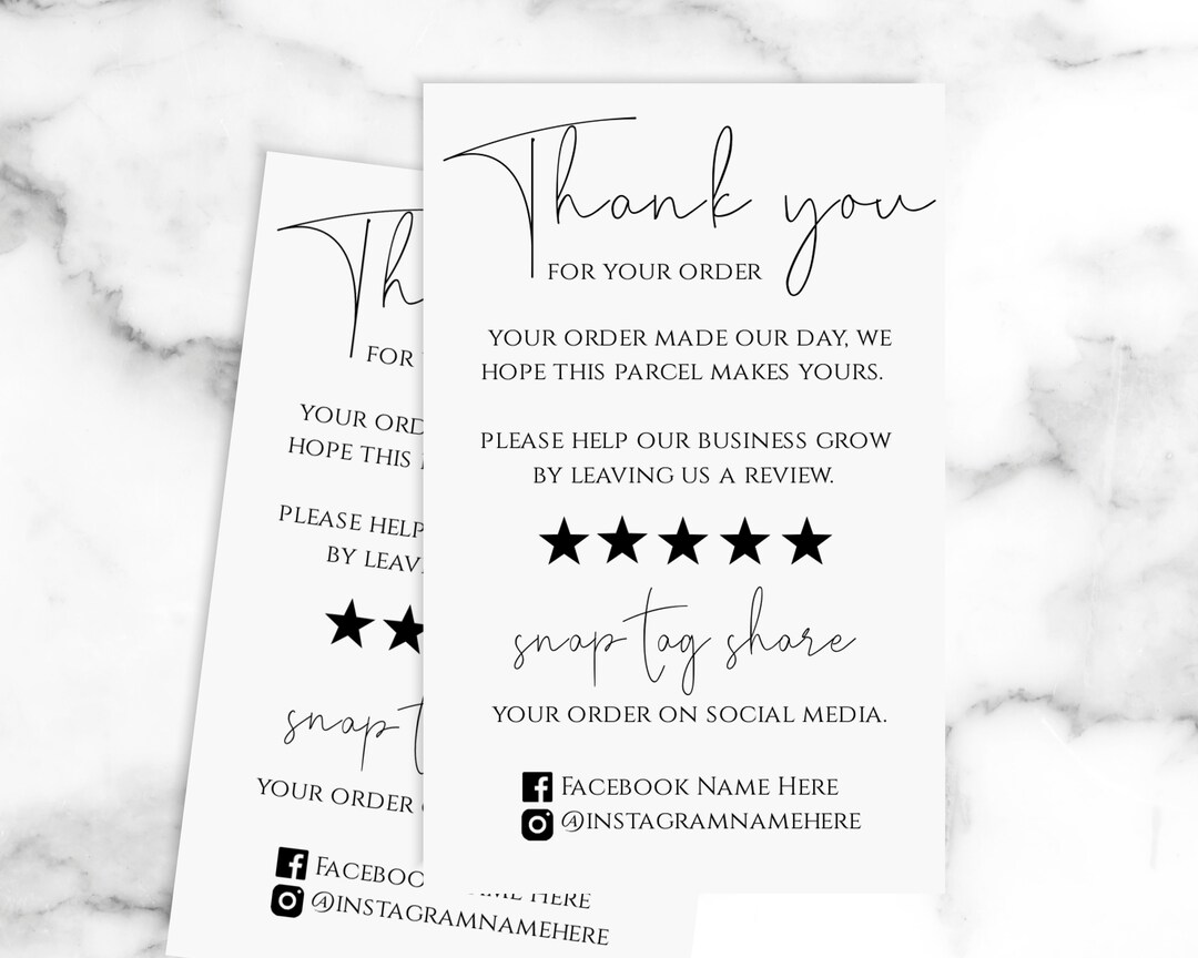 Digital Download Thank You for Your Order Cards Please Leave a Review ...