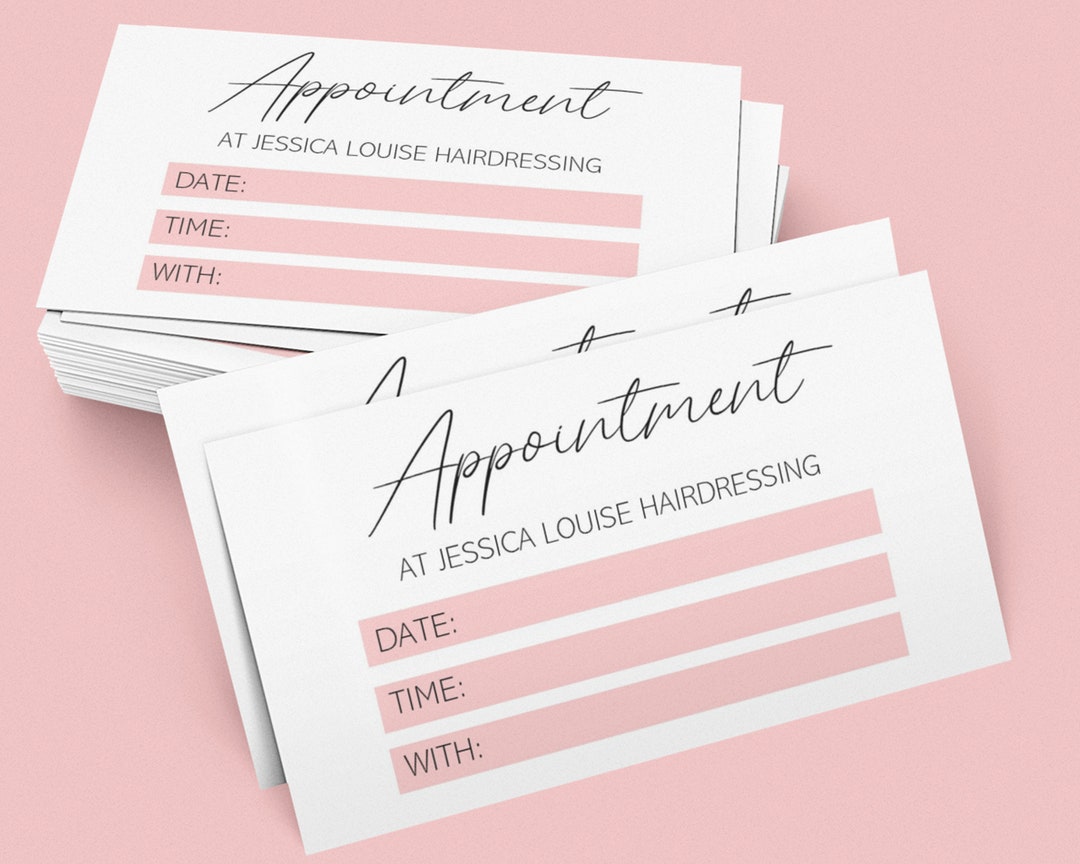 Printed Appointment Cards for Customers - Pink Your Next Appointment ...