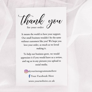 Thank You for Your Order Cards for Small Online Businesses - Please ...