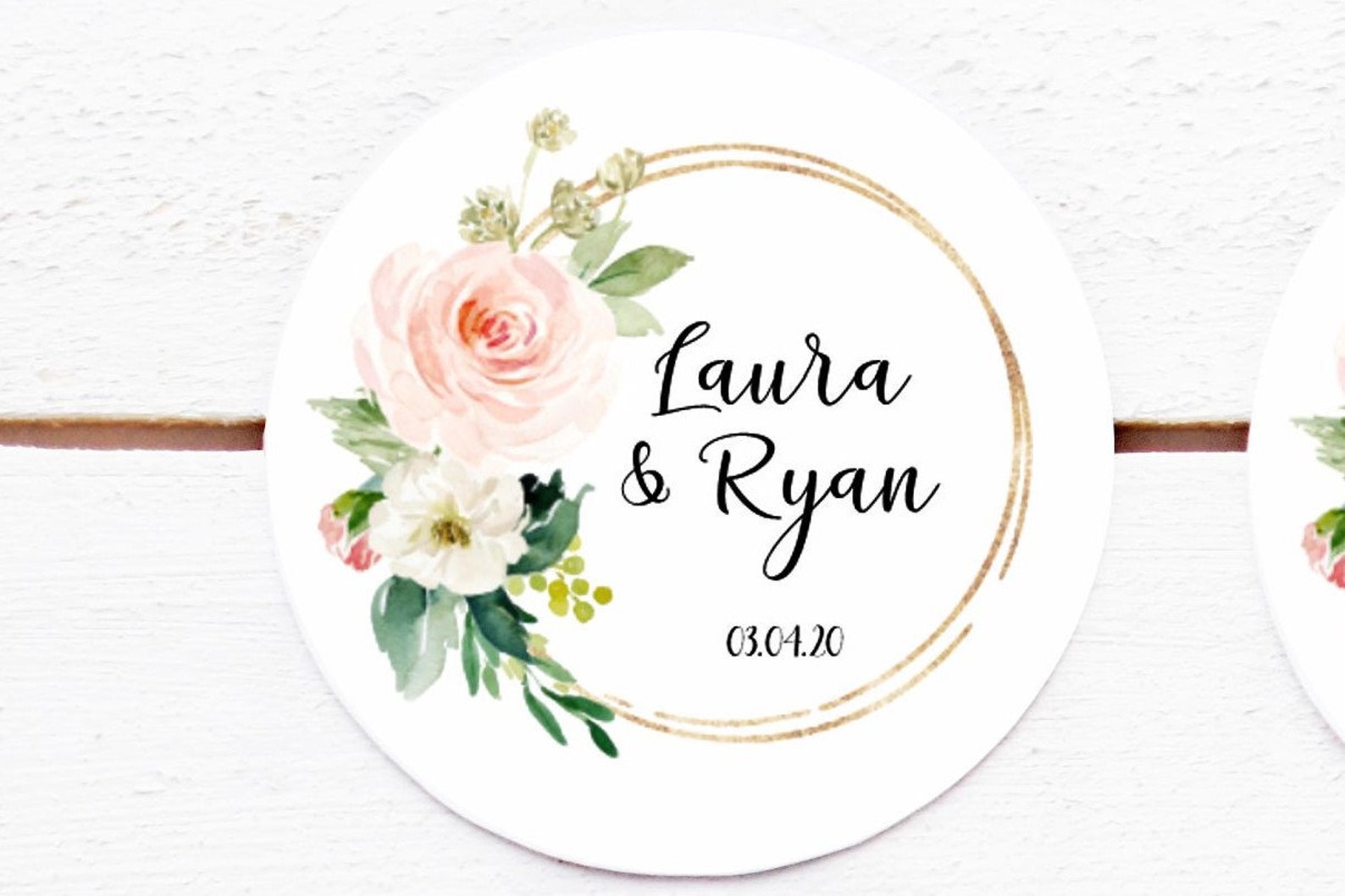 Blush Pink Wedding Stickers Light Pink Floral Wreath Sticker - Etsy