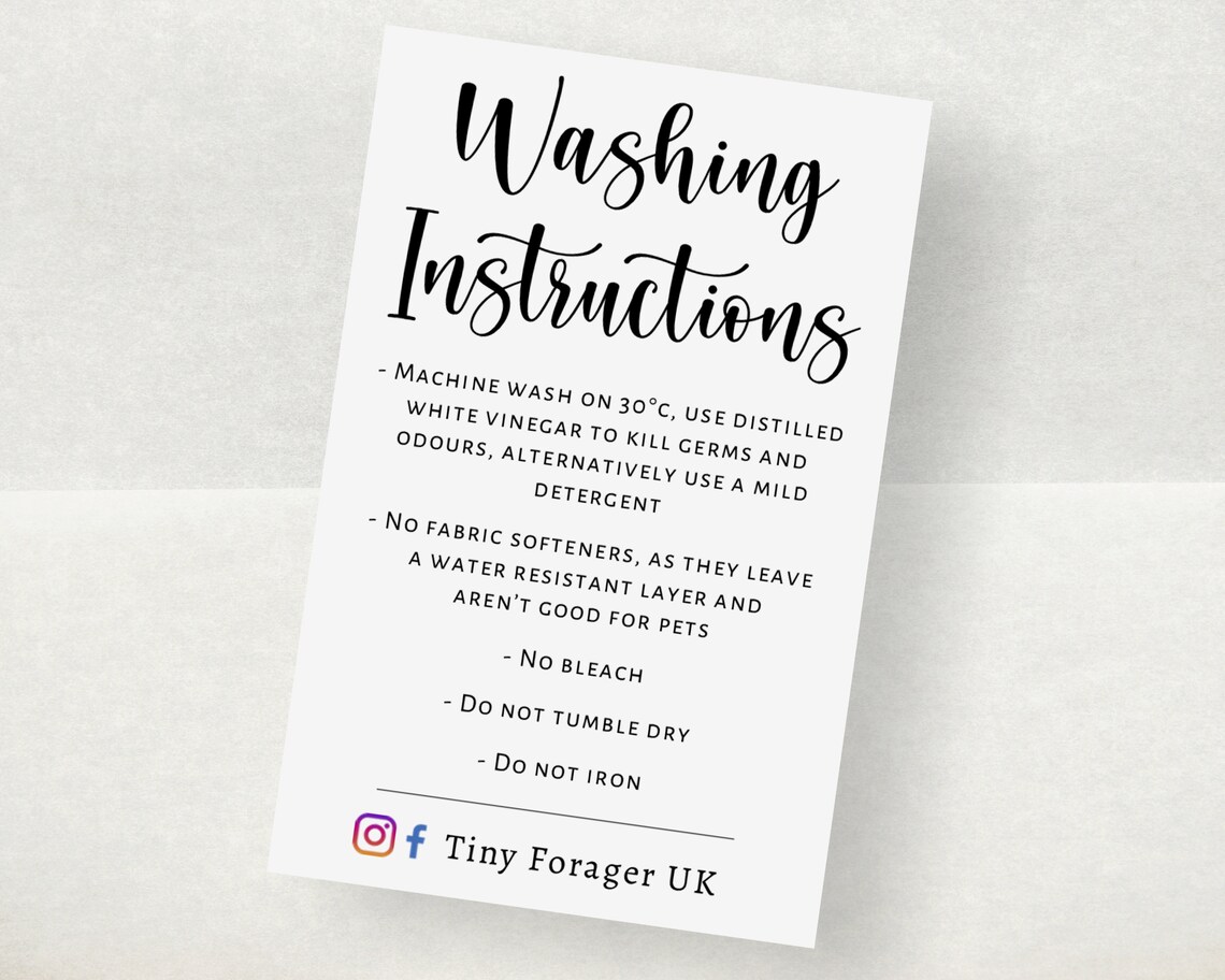 Personalised Instructions Cards Custom Washing Instructions - Etsy