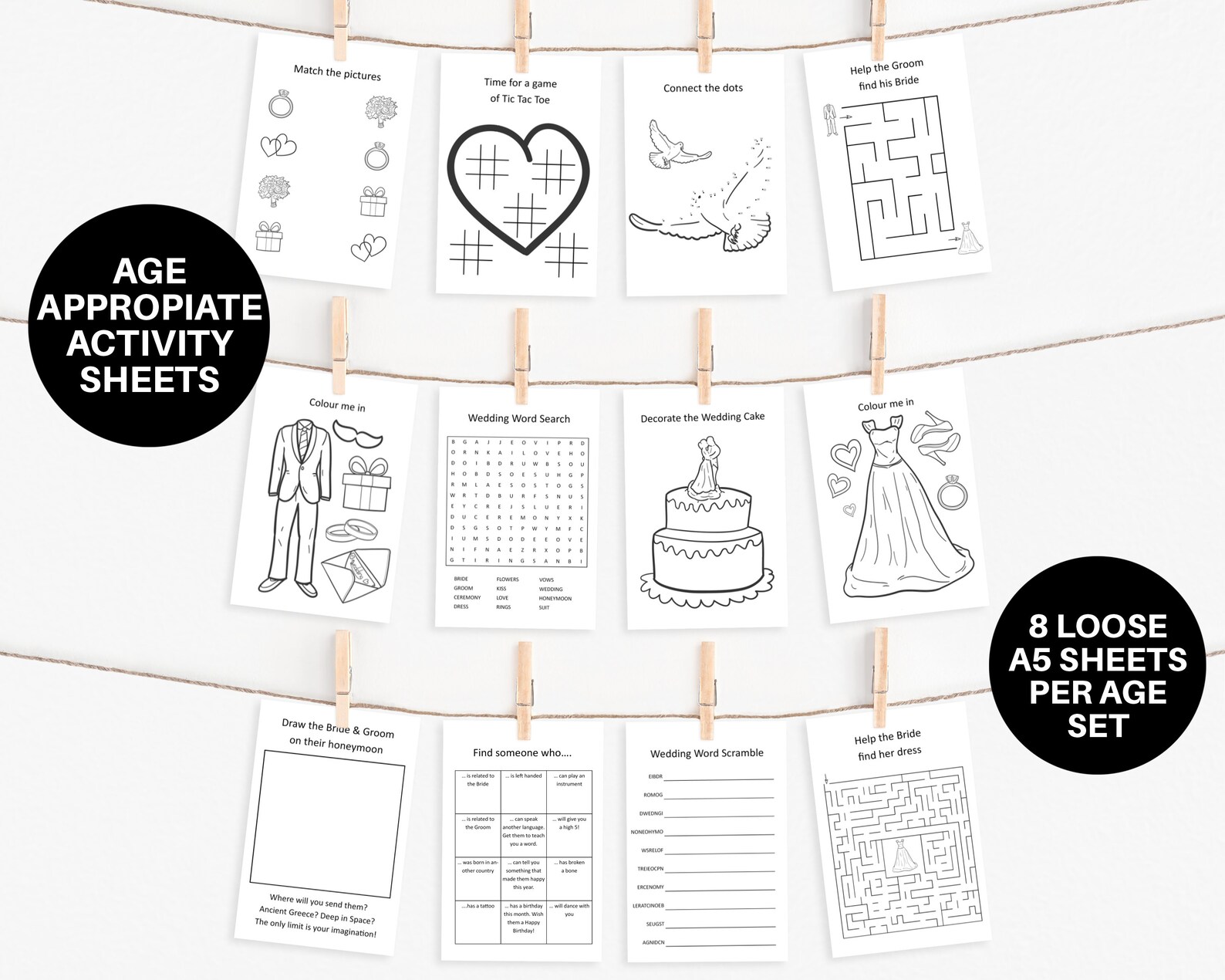 Wedding Activity Pages Loose Activity Sheets for Weddings - Etsy UK
