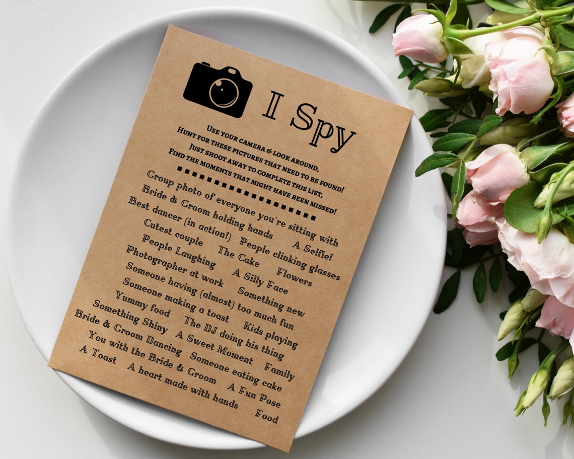 Kraft Wedding I Spy Card Game Eye Spy Disposable Camera - Etsy UK