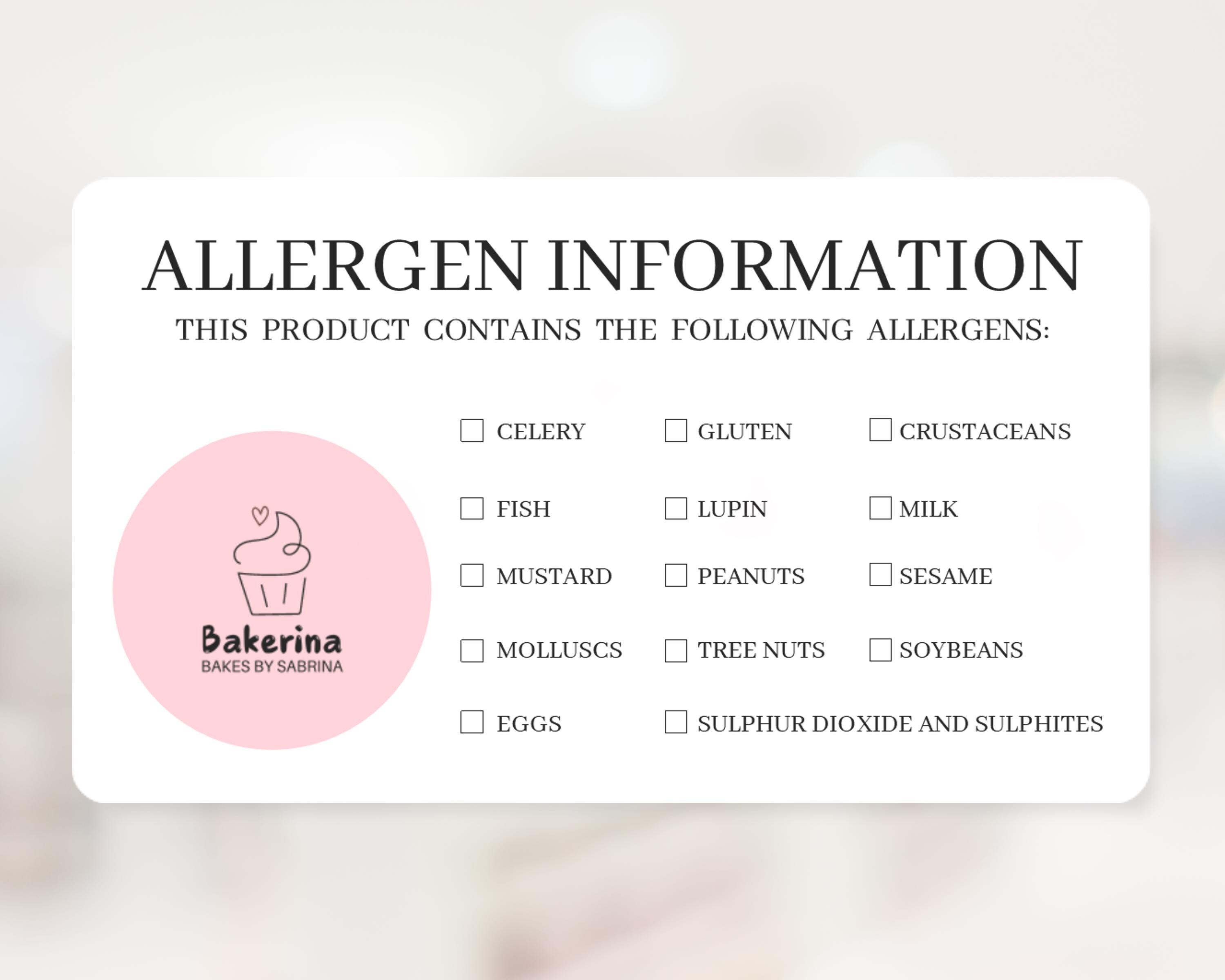 Logo Allergen Stickers: Bakery & Food Labels - Etsy UK